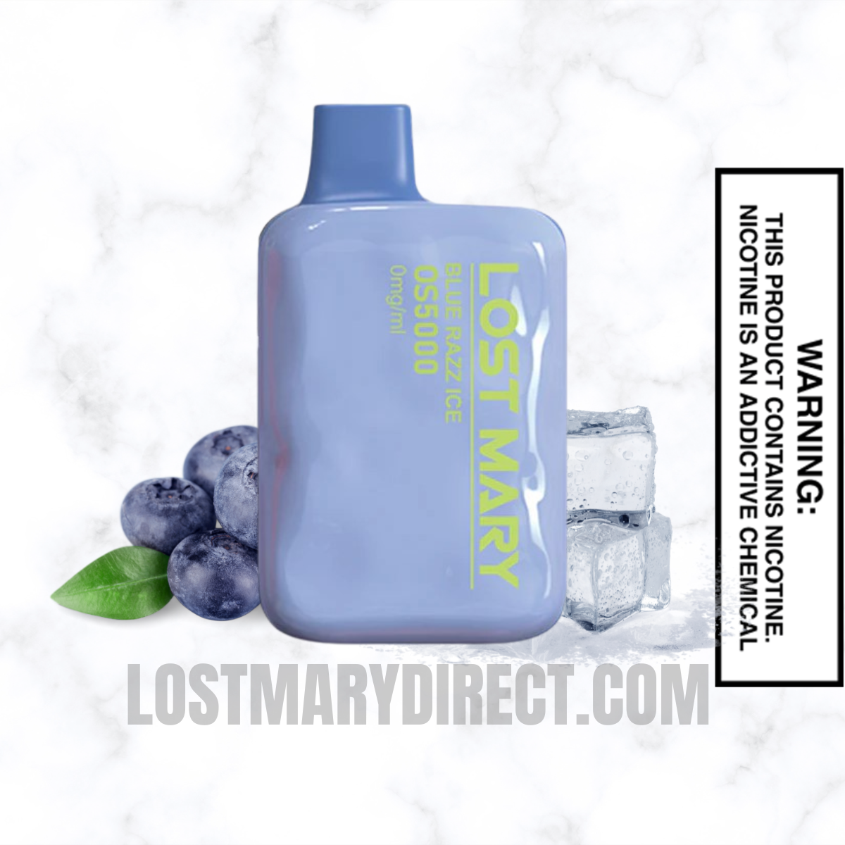 Blue Razz Ice Lost Mary OS5000 Zero Nicotine Vape